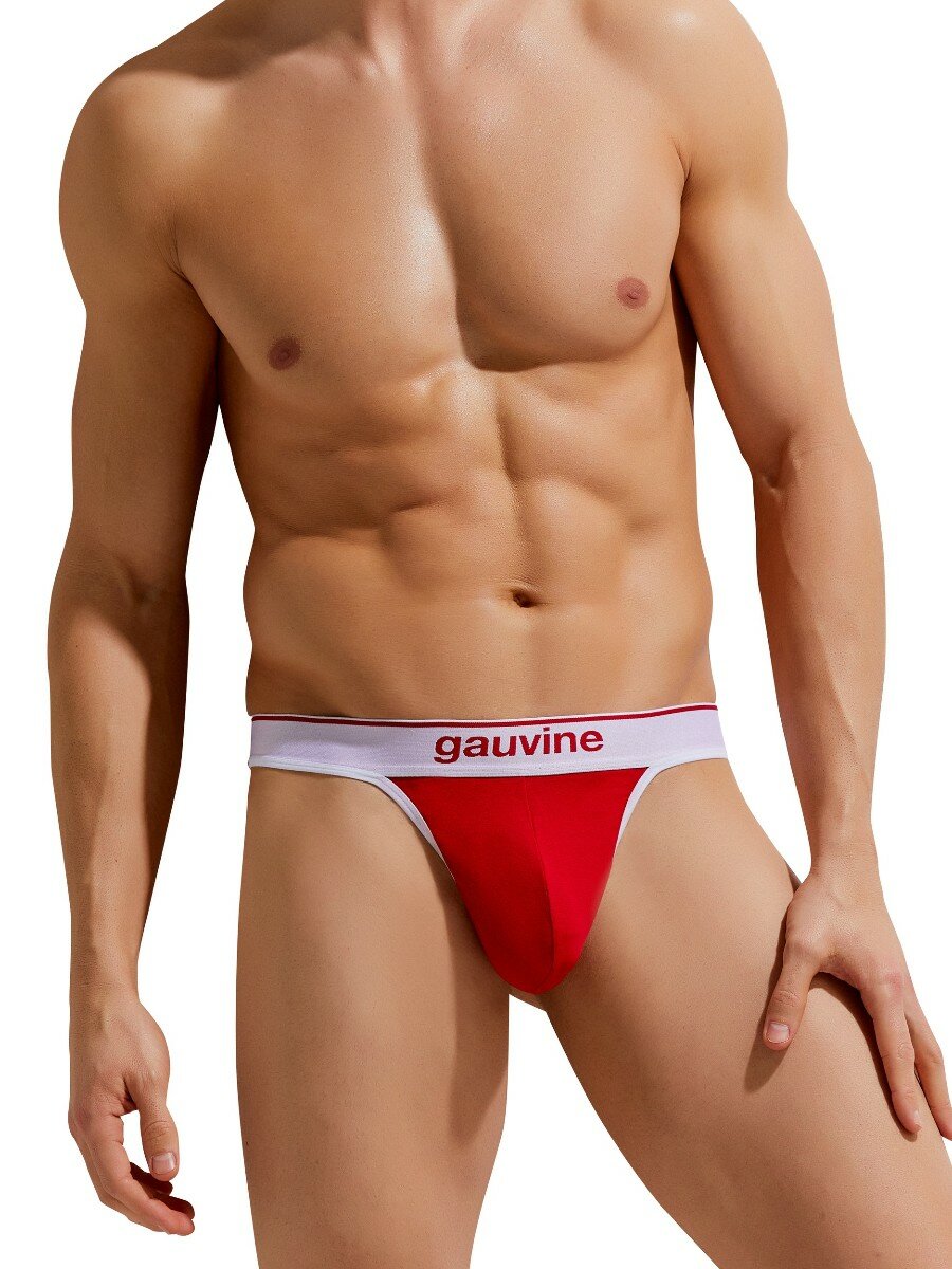 Мужские трусы стринги красные GAUVINE 1001 хлопок/эластан S (44)