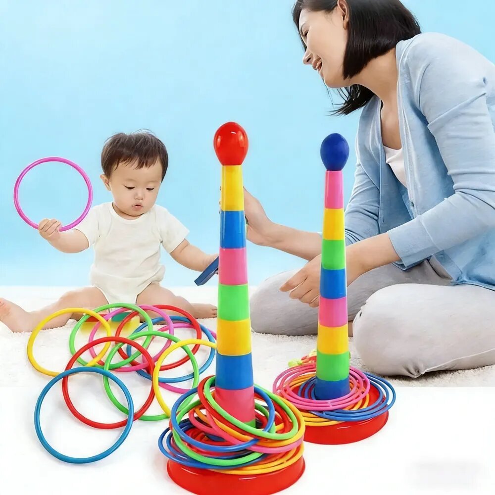 Кольцеброс детский игровой набор (1 башня + 12 кругов)