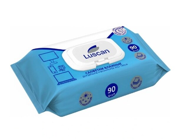 Салфетки влажные Attache Selection для мониторов, экранов, ноутбука, телевизора и оптики (90 штук в упаковке)