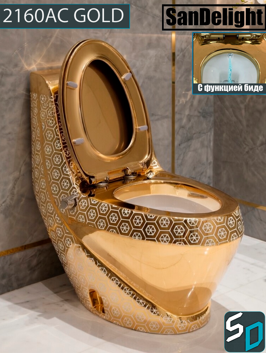 Унитаз золотой LAGURATY 2160 AСG (Golden) с функцией биде и сиденьем микролифт