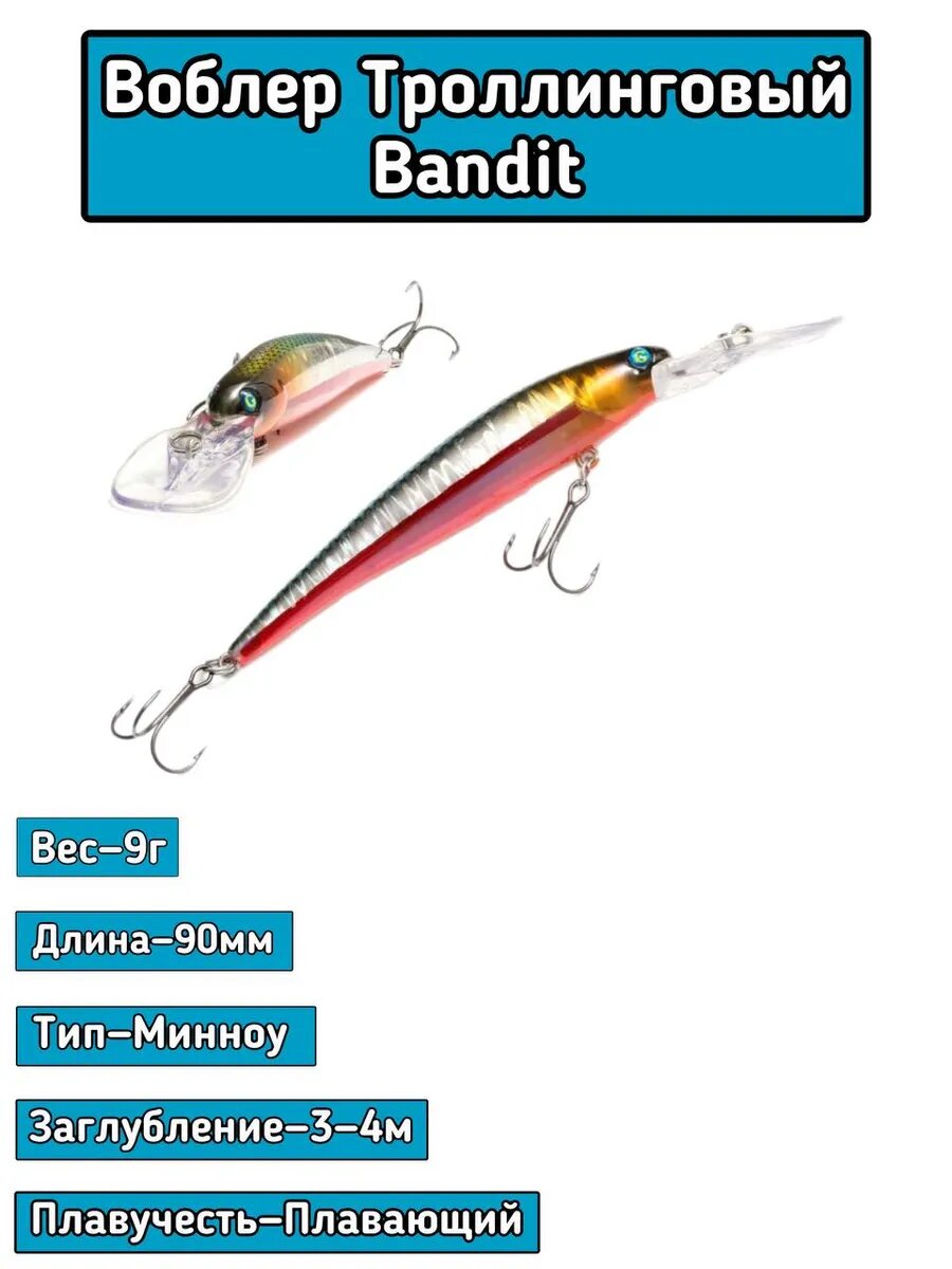 Воблер GG Bandit 9 см, 9 гр, C287, для троллинга, твичинга