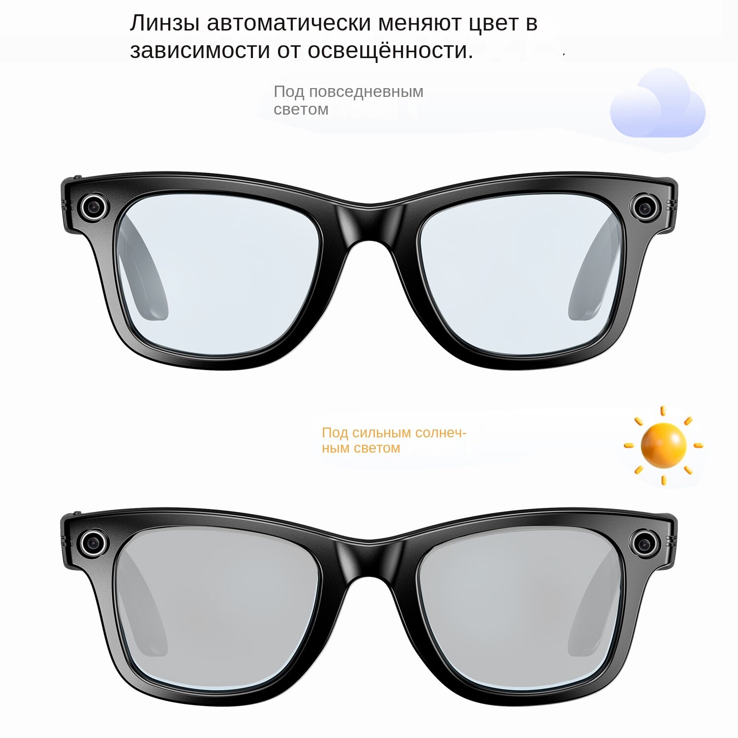 Умные очки с камерой AI HD видеосъемка стабилизация Bluetooth разговор перевод