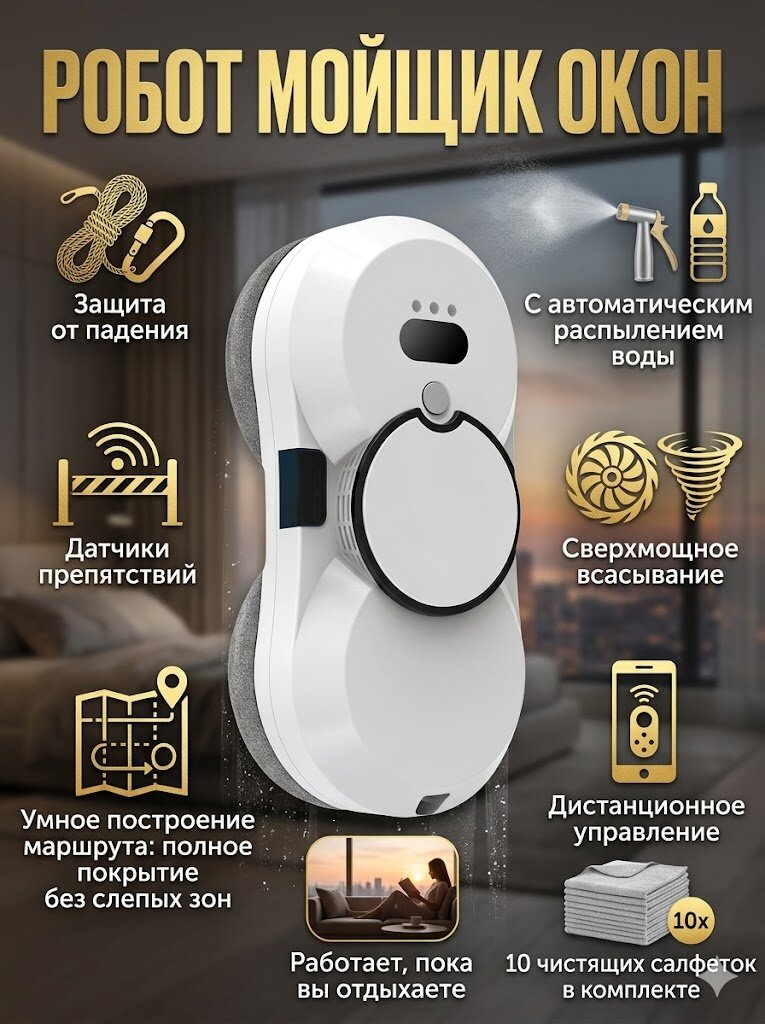 Робот мойщик окон с распылением; Робот мойщик окон мощный, стеклоочиститель для окон и стекол техника для дома я