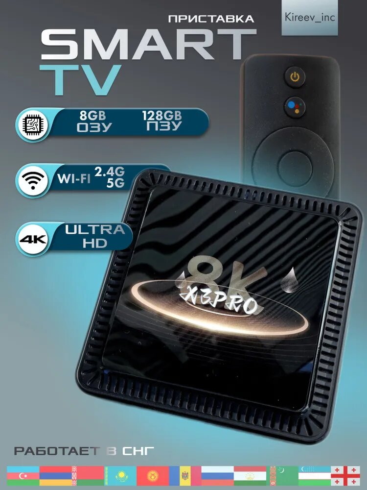 Смарт ТВ приставка для телевизора на базе android TV, бесплатное телевидение