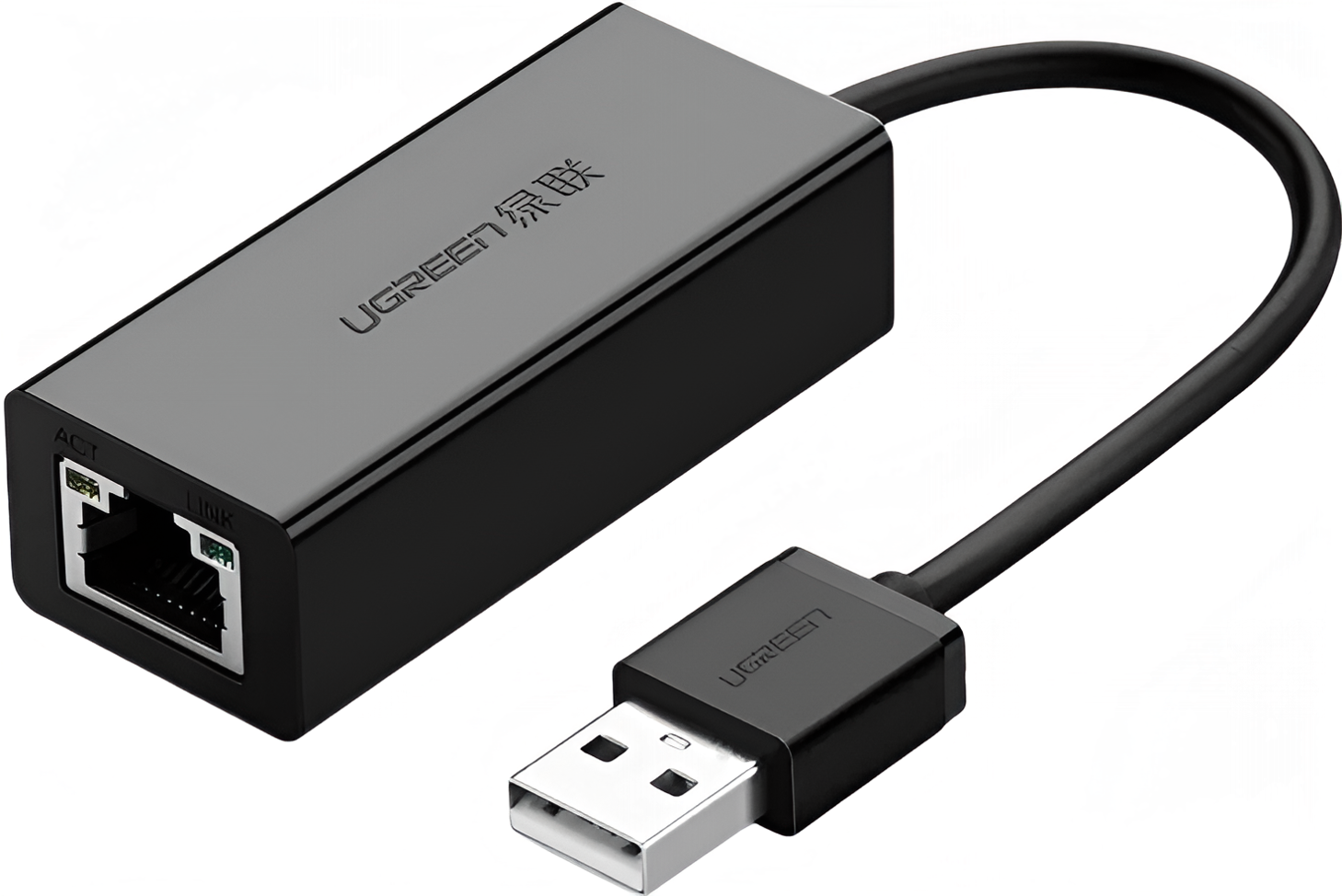 Сетевой адаптер UGREEN, USB 2.0 - LAN RJ45, черный, 100 Мб/с