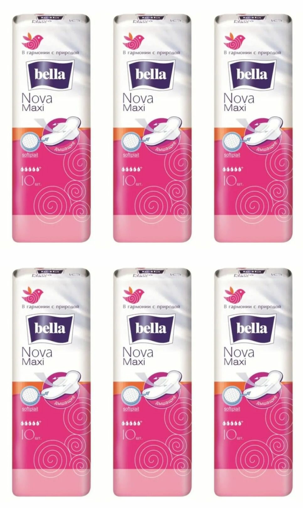 Bella Прокладки гигиенические Nova Maxi, 10 шт, 6 уп