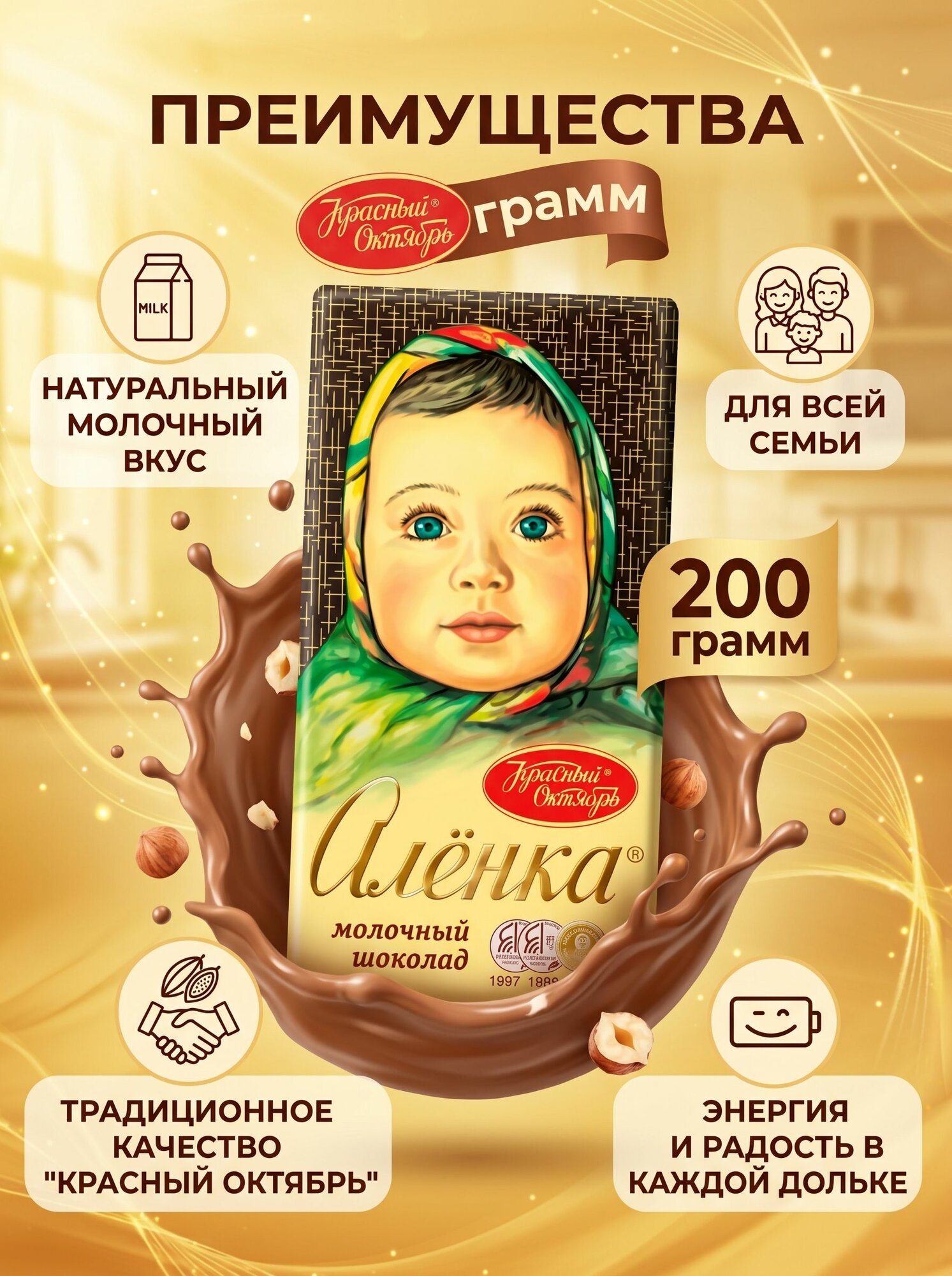 Красный Октябрь "Аленка" большая 200 грамм (6 штук в упаковке)