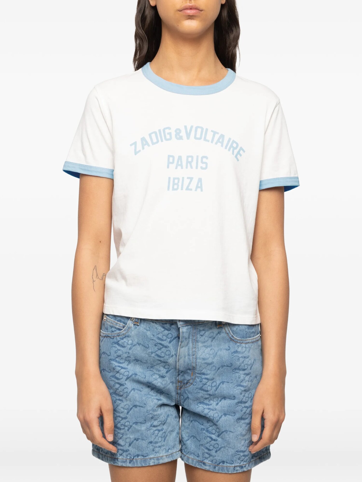 Футболка ZADIG & VOLTAIRE Woos, размер 38, бежевый/белый — фото 1