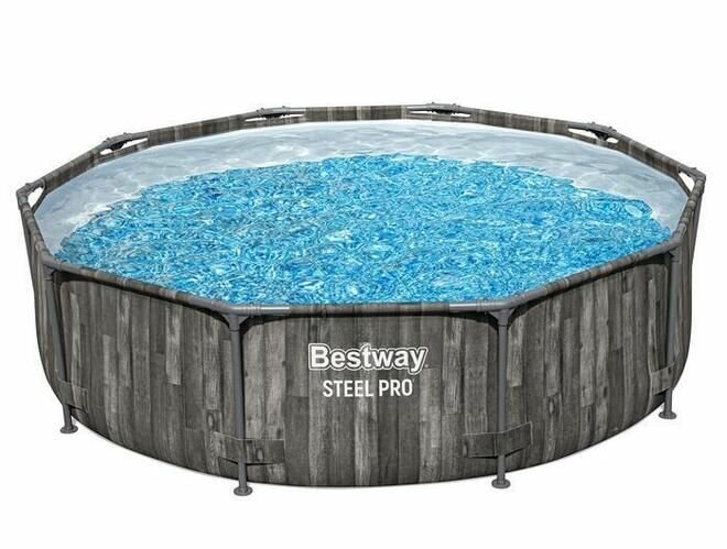 Бассейн каркасный стилизованный под темное деревоBestway Steel Pro 561QV (305х76 см)