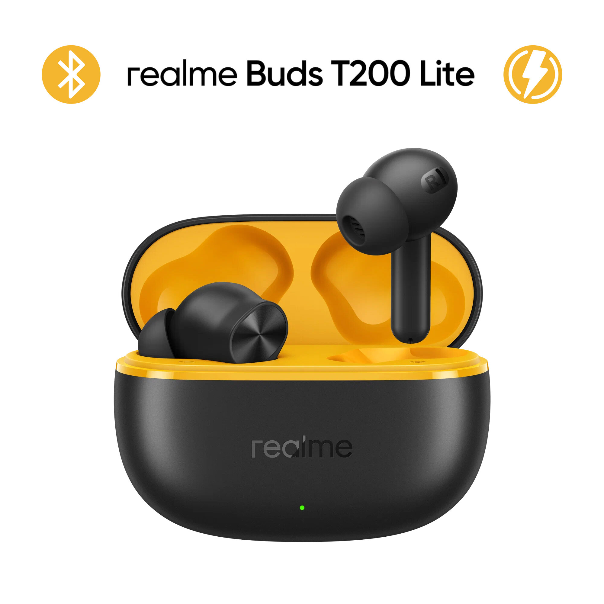 Realme Buds T200 Lite TWS Наушники Bluetooth 5.4 До 48 часов воспроизведения - Черный цвет кожи
