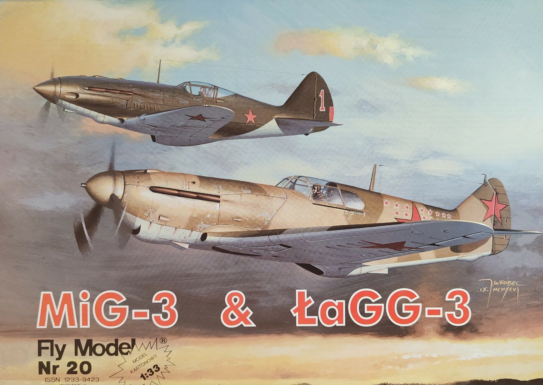 Сборная бумажная модель Истребители МиГ-3 и ЛаГГ-3 - FLY MODEL №20 (журнал)