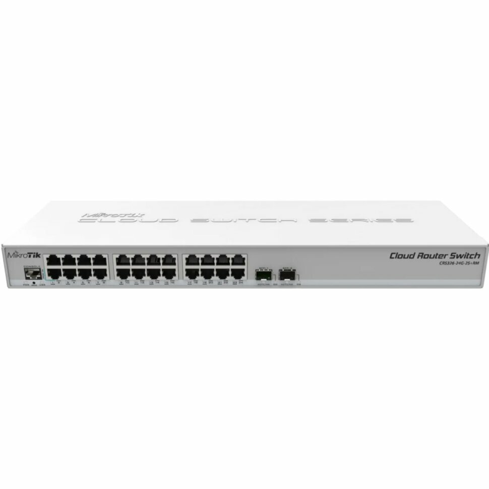 Коммутатор MikroTik CRS326-24G-2S+RM 24x1Gb, 2xSFP, 1U 19, 1914206