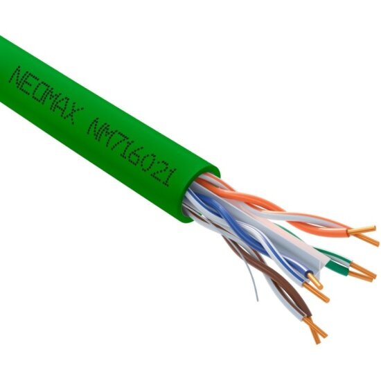 Кабель Neomax [NM716021] U/UTP cat.6 4x2x0.57, 23 AWG, Медь, внутренний, PVCLS нг(А)-LSLTx, 305м, зе