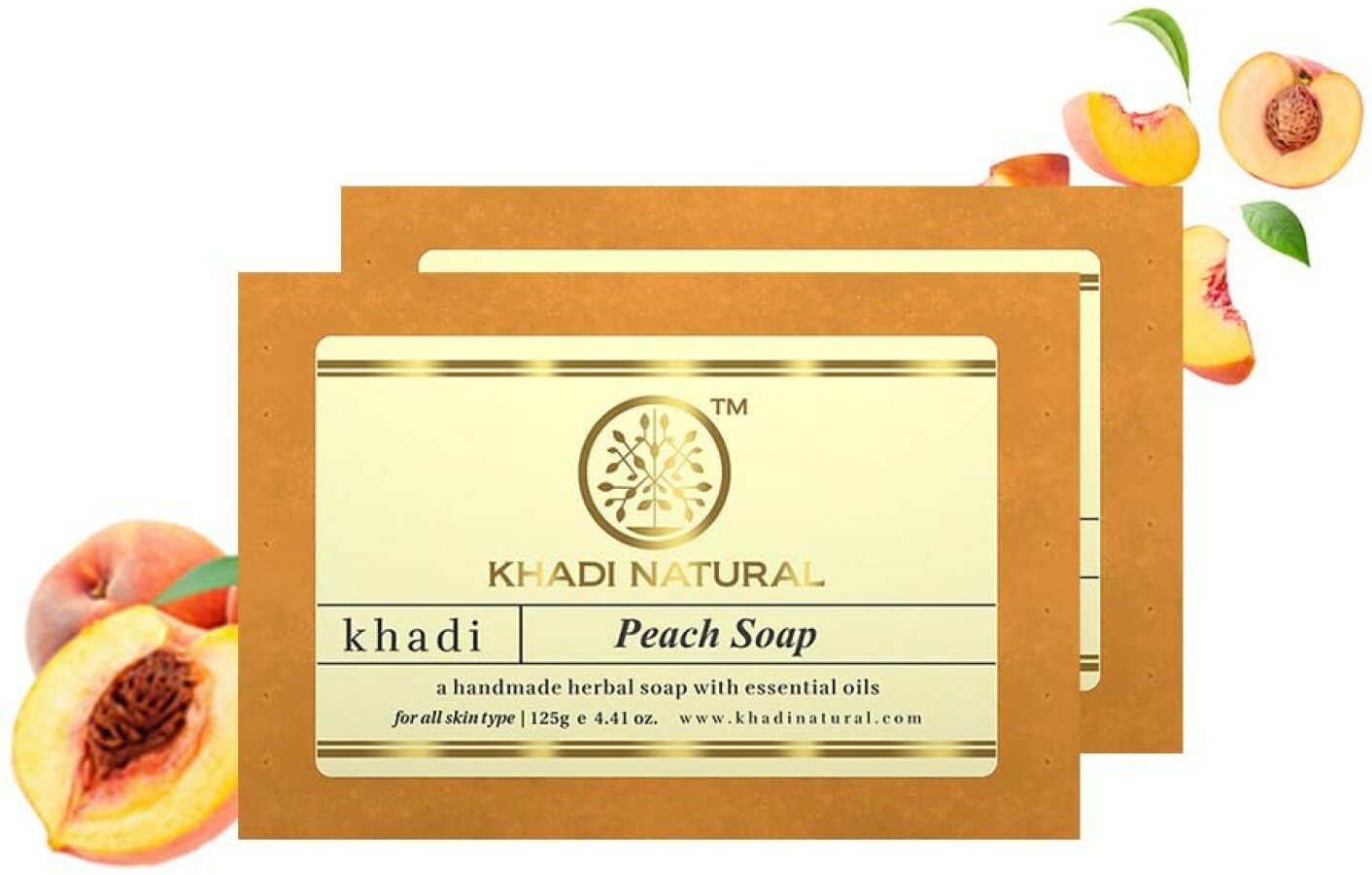 Персик Кхади мыло Peach Soap Khadi 2 шт. по 125 гр.