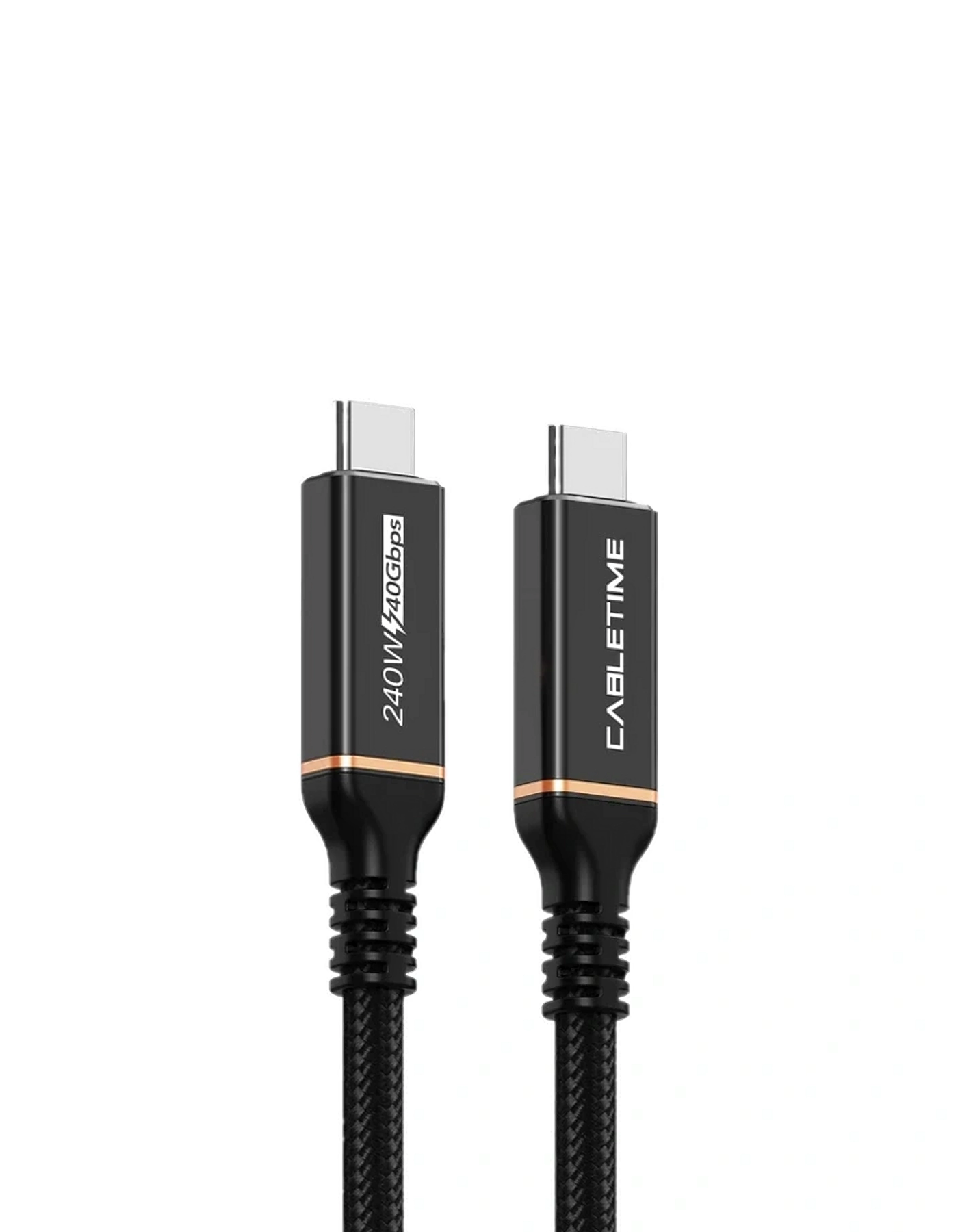 Кабель CABLETIME CT-USB4-AB2 USB4.0, USB-C to USB-C, коаксиальный, 40Gbps, 8K CU40L, 2 м, чёрный