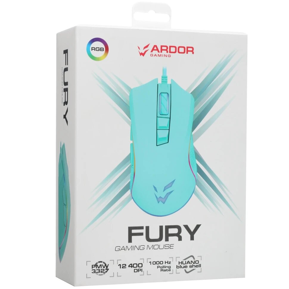Мышь проводная ARDOR GAMING Fury [ARD-FURY3327-MT] зеленый
