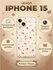 Чехол на Iphone 15, полупрозрачный, принт "розовые цветочки"