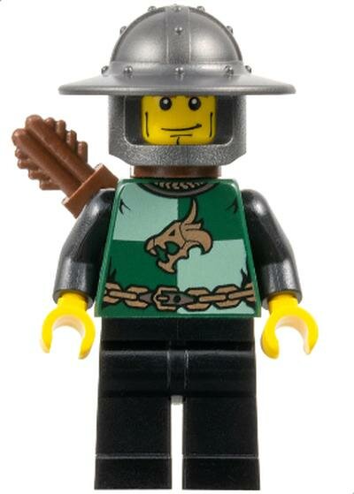 Минифигурка Lego cas466 Kingdoms - Dragon Knight Quarters, Helmet with Broad Brim, Vertical Cheek Lines, Quiver