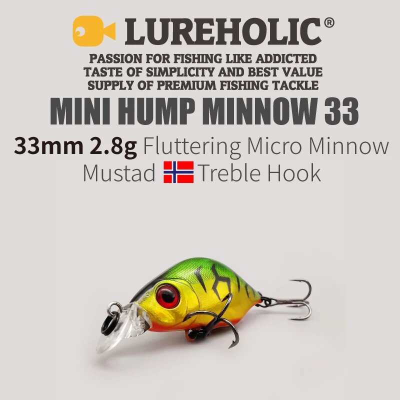 LUREHOLIC Fluttering Micro Minnow, Серый DGY, 33 мм