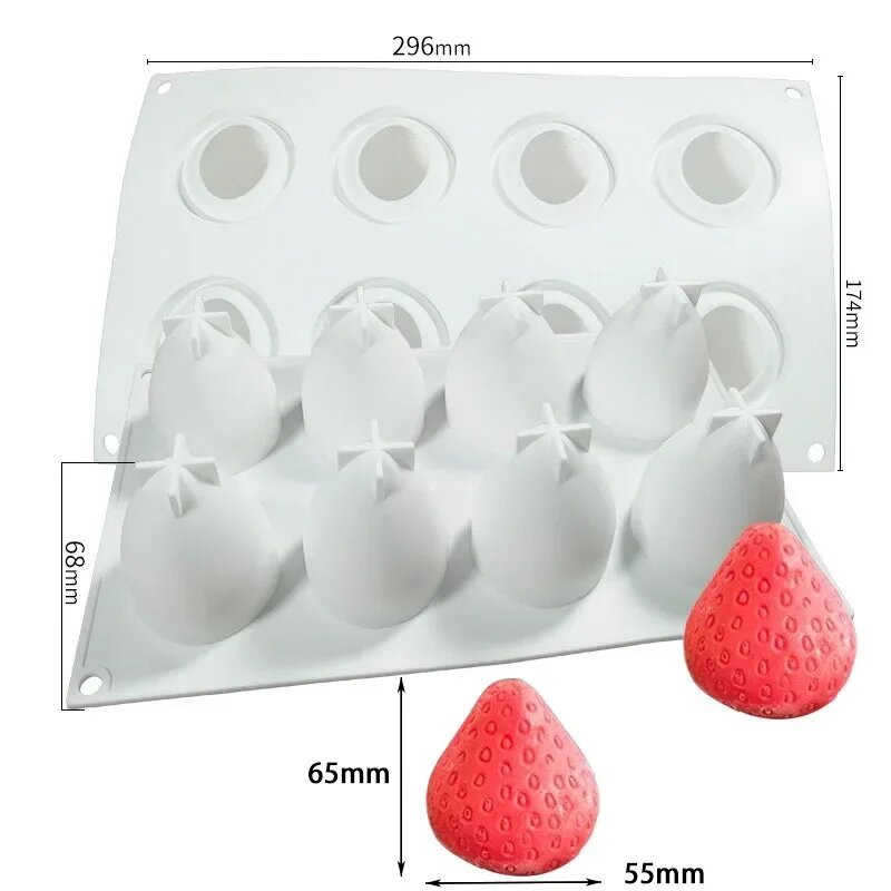 Форма для выпечки клубника, 6 ячеек, Strawberry-8