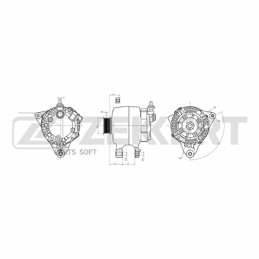 ZEKKERT GE-1006 Генератор Hyundai Santa Fe 01- Sonata IV 98- Coupe II 02- XG 98- Trajet 00-