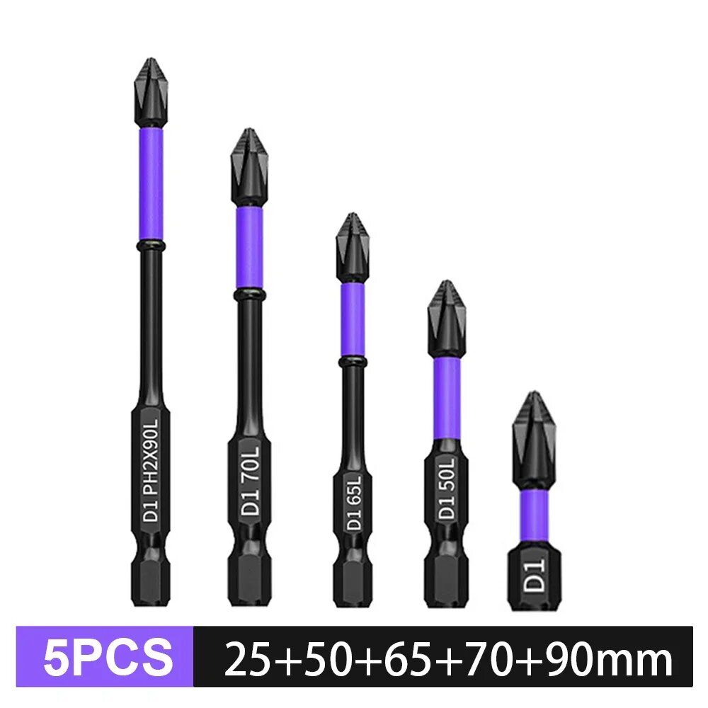 Набор отверток D1 PH2X90L 25+50+65+70+90мм, 5 шт.
