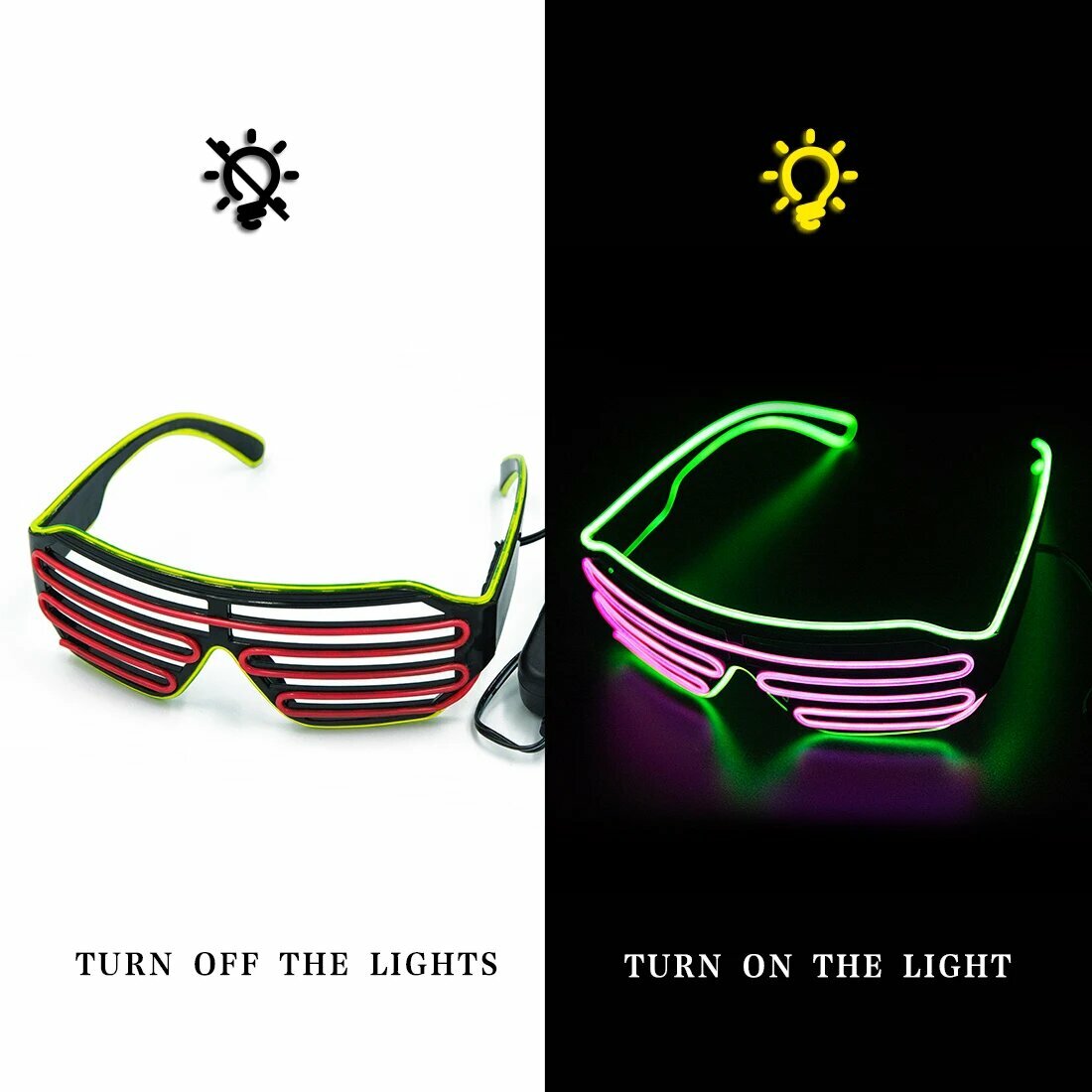 Светящиеся очки Gafas Green and pink