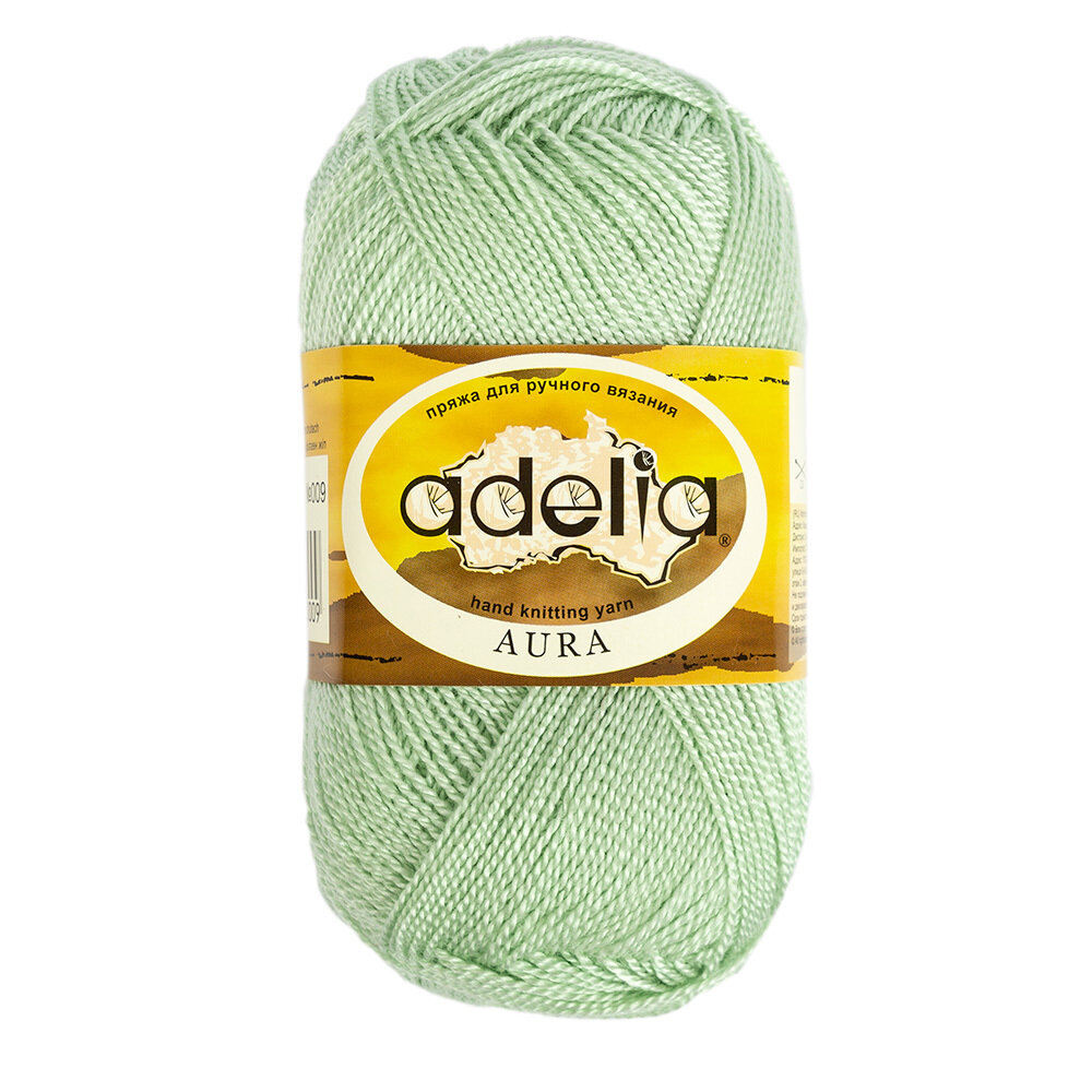 2 шт. Пряжа ADELIA "AURA" 100% акрил 50 г 250 м 5 м №009 св. зеленый