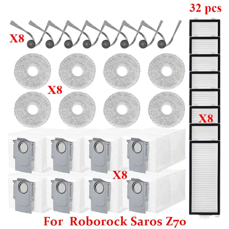 Запасные части для робота-пылесоса Roborock Saros Z70 Серый, 32 pcs