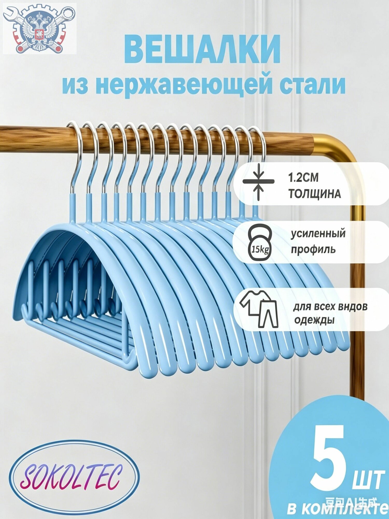 SOKOLTEC Вешалка плечики, 42 см, 5 шт