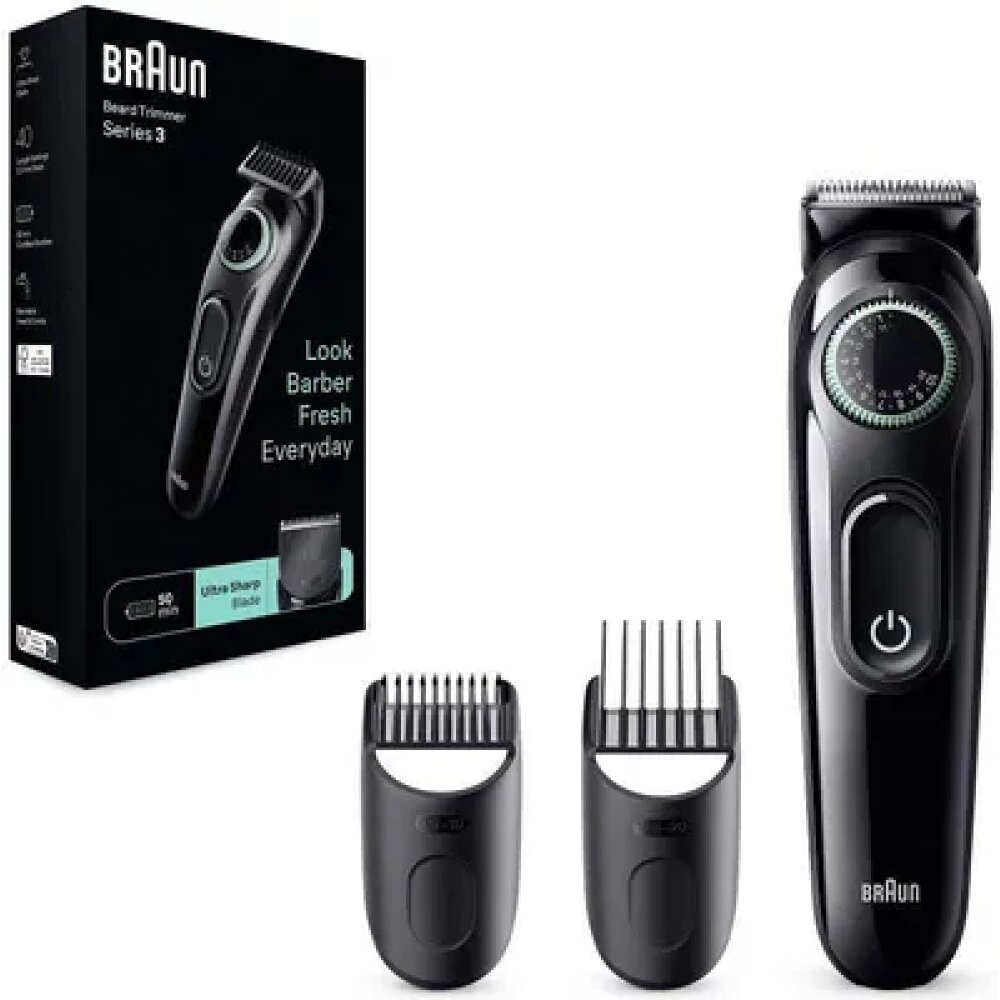 Триммер Braun Series 3 BT3411, нержавеющая сталь, черный, до 50мин работы, быстрая зарядка — фото 1