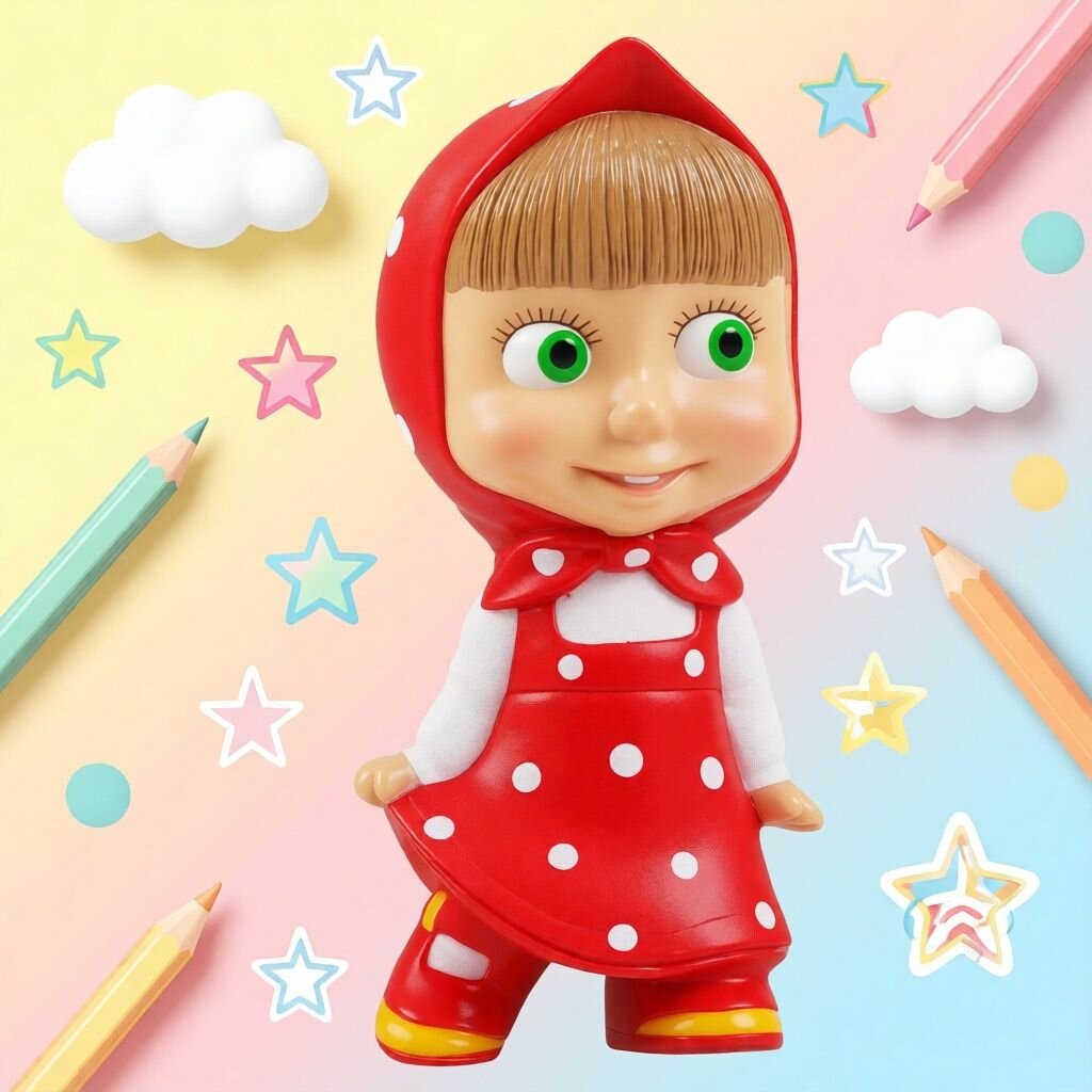 Игрушка для купания в ванной- Маша в платье горох их ПВХ, развивающая