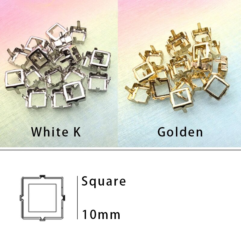 10шт квадратные подвески Golden 10mm