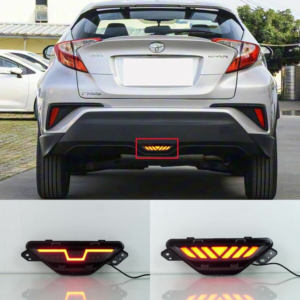 Подходит для Toyota CHR Yize 2017-2023, задний противотуманный фонарь, сигнальный фонарь, потоковый тормозной фонарь, предупреждающий круизный задний фонарь