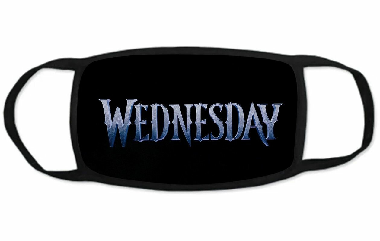 Стильная многоразовая маска MIGOM размер 12,5*20 мужская принт "Уэнсдэй, Wednesday" - WD0012