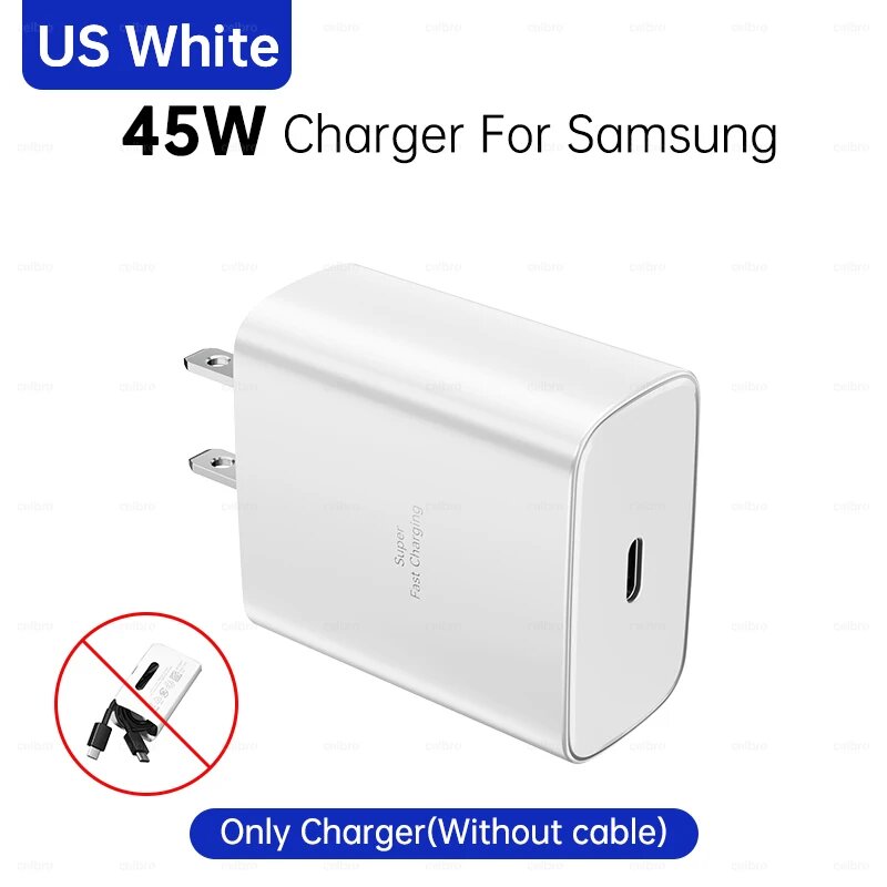 Зарядное устройство USB-C PD 45 Вт для Samsung S26 S25 S24 Ultra, адаптер Белый, White 45W US Plug