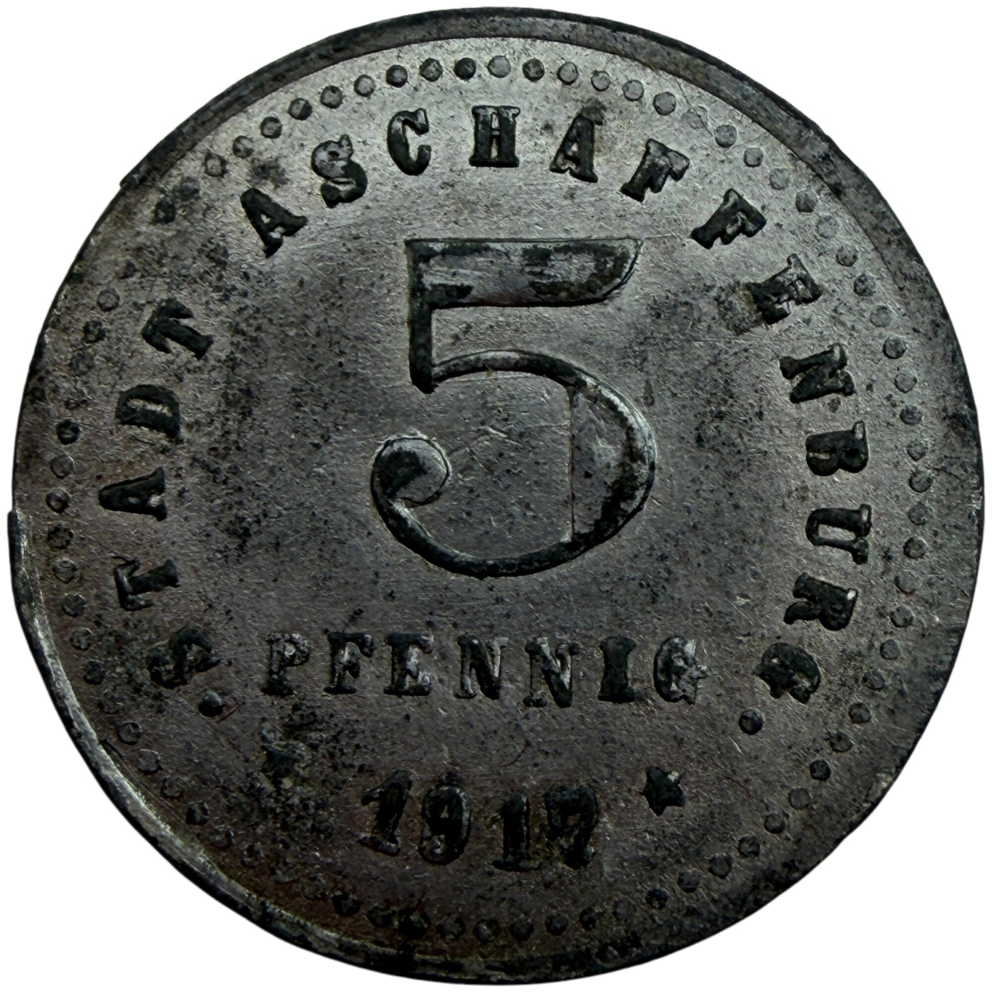 Германия, Германская империя, Ашаффенбург 5 пфеннигов 1917 г. (Лот №2)