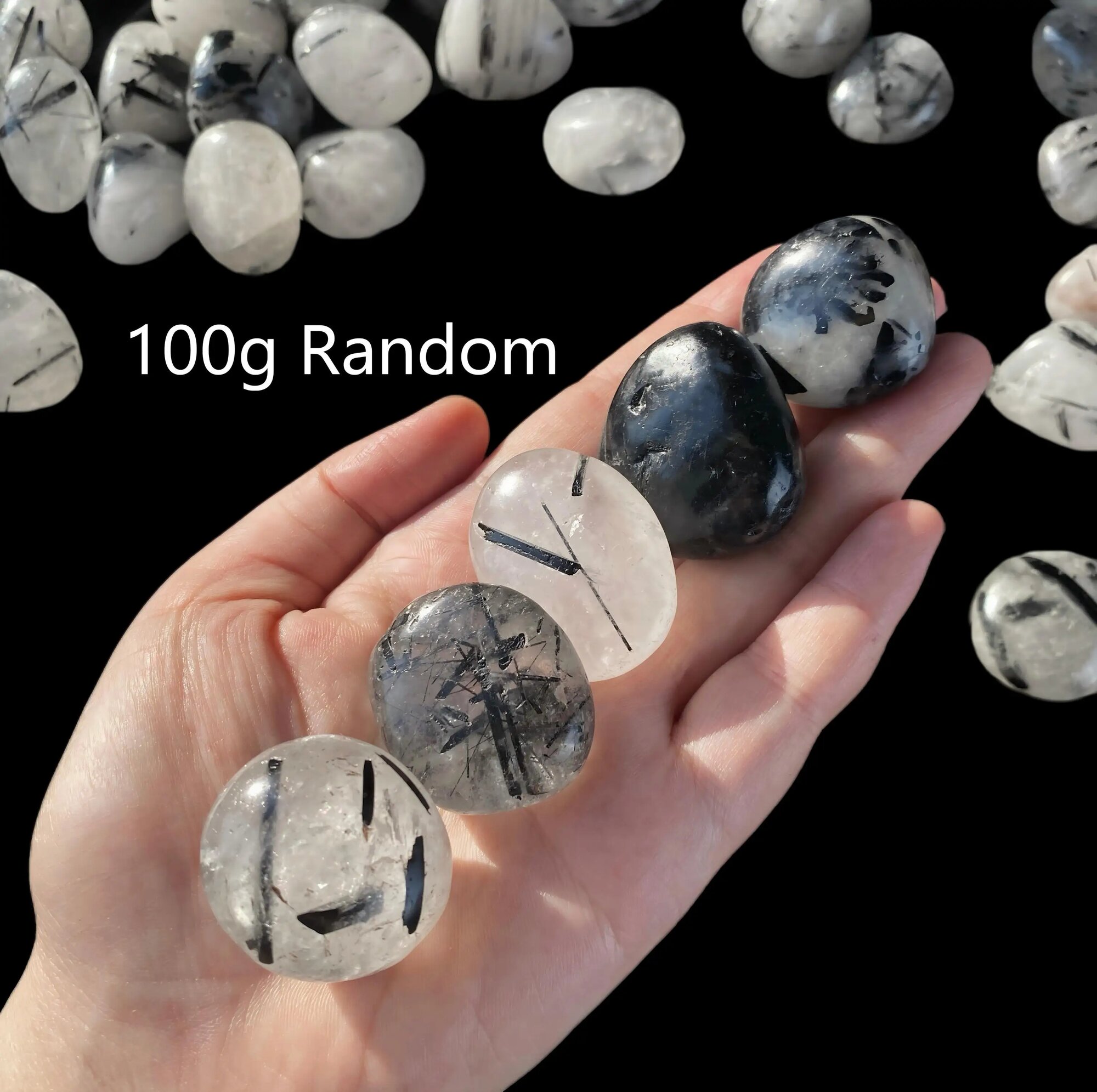 Черный рутилированный кварц 100 г для сада, аквариума, интерьера Rutilated Quartz