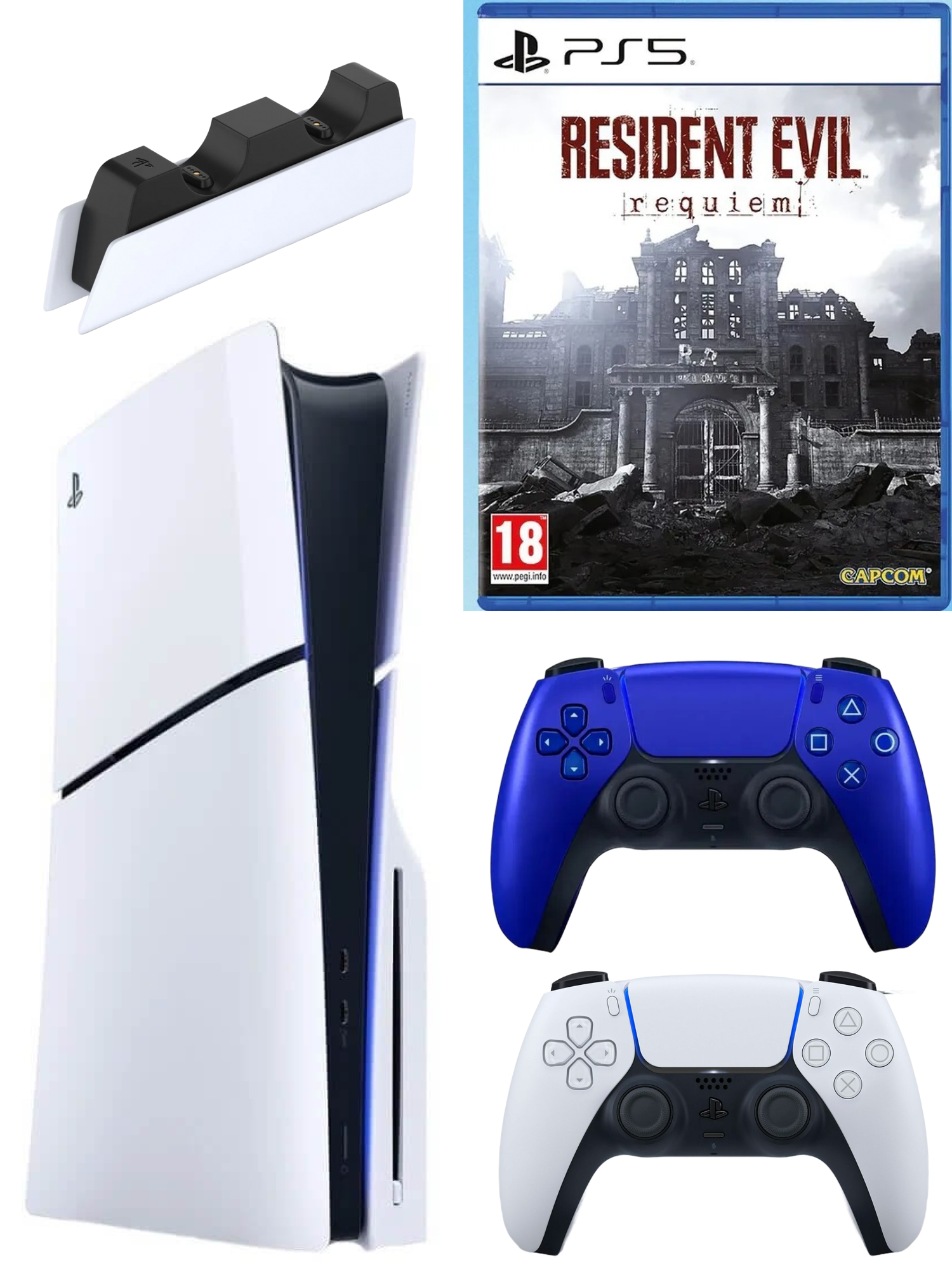 Игровая приставка Sony PS 5 Slim, 1ТБ(с дисководом)+2 геймпад+Зарядная станция+Resident Evil Requiem(подробности в чате)