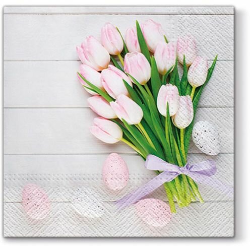 Салфетки PAW Decor Collection "Lunch", Нежная Пасха, Тюльпаны, трехслойные, для декупажа, 20 шт