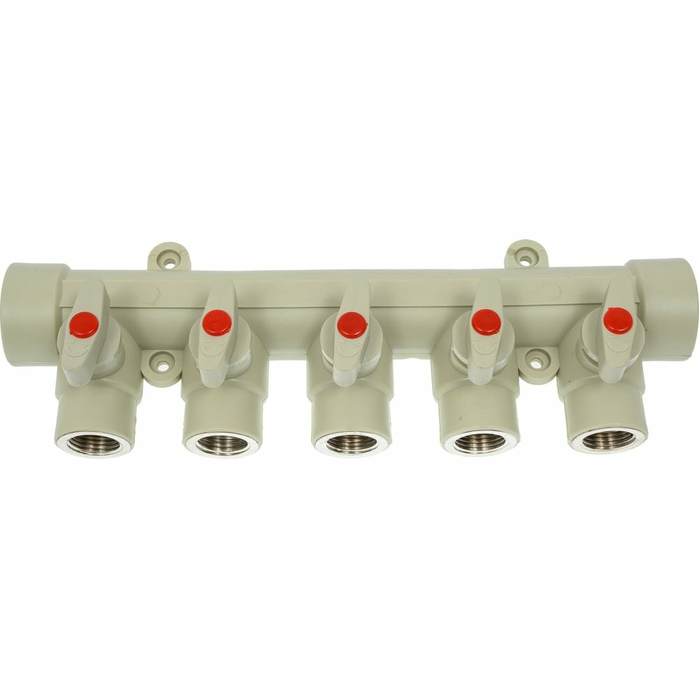 Коллектор с шаровыми кранами LAMMIN ppr вр 32x1/2x5 7/1 серый Lm31082515032G