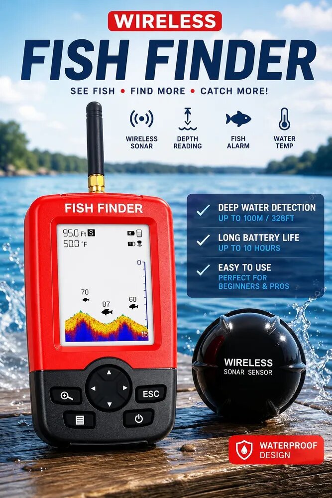 Беспроводной эхолот Fish finder можно использовать с лодками-приманками