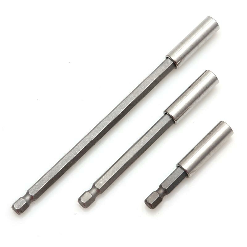 3шт 1/4" Магнитный удлинитель для бит 60/100/150мм, Серебро