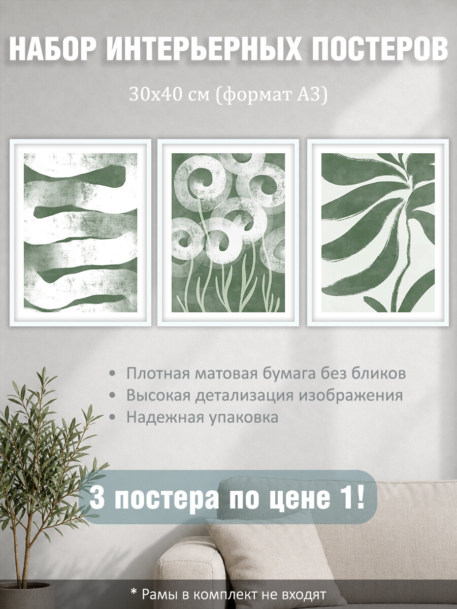 Набор постеров интерьерных на стену "Растения бохо" 30x40 см