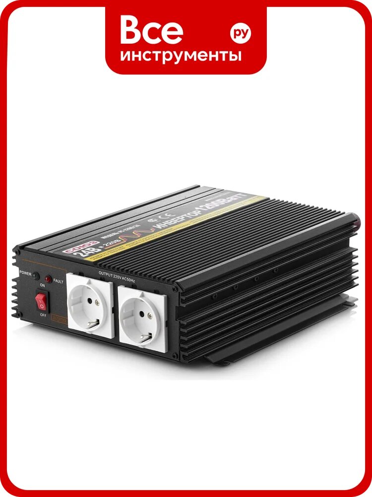 Инвертор Союз1200W/24V 881201 для бытового применения с синусоидой и автомобильным аккумуляторным питанием