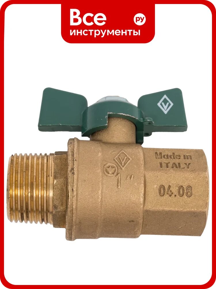 Шаровой кран Bugatti G Eco Valve Rp1" x R1" 0407G08, латунный, для водоснабжения, с бабочковой рукояткой