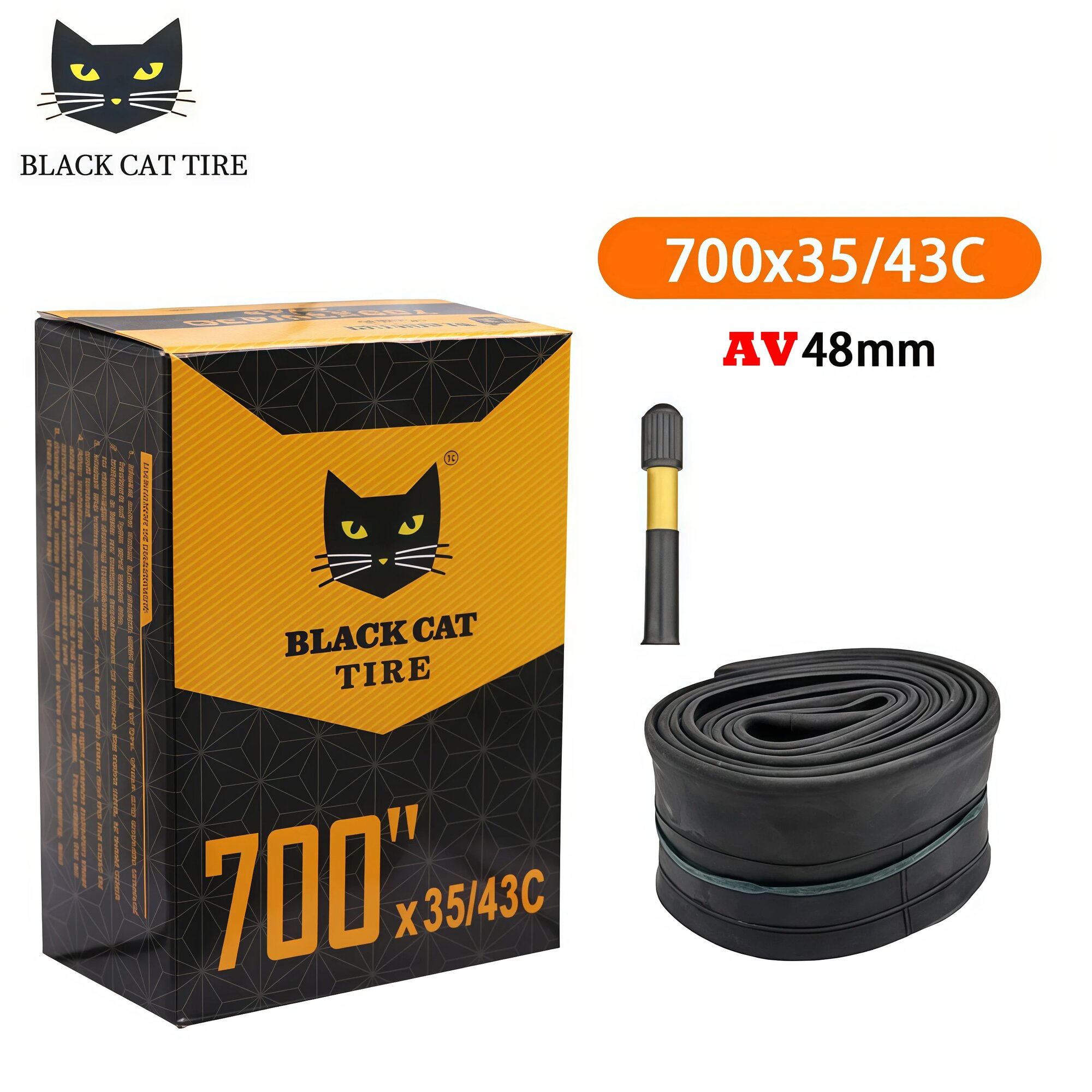 Велокамера BLACK CAT 700x35/43C AV 48mm