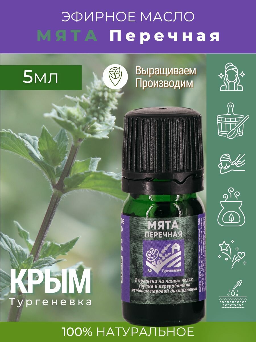 АФ Тургеневская Эфирное масло Мята перечная 100% из Крыма 5мл