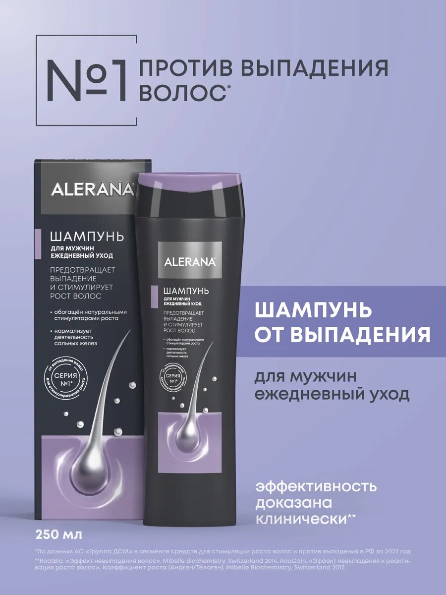 ALERANA шампунь мужской от выпадения Ежедневный уход, восста