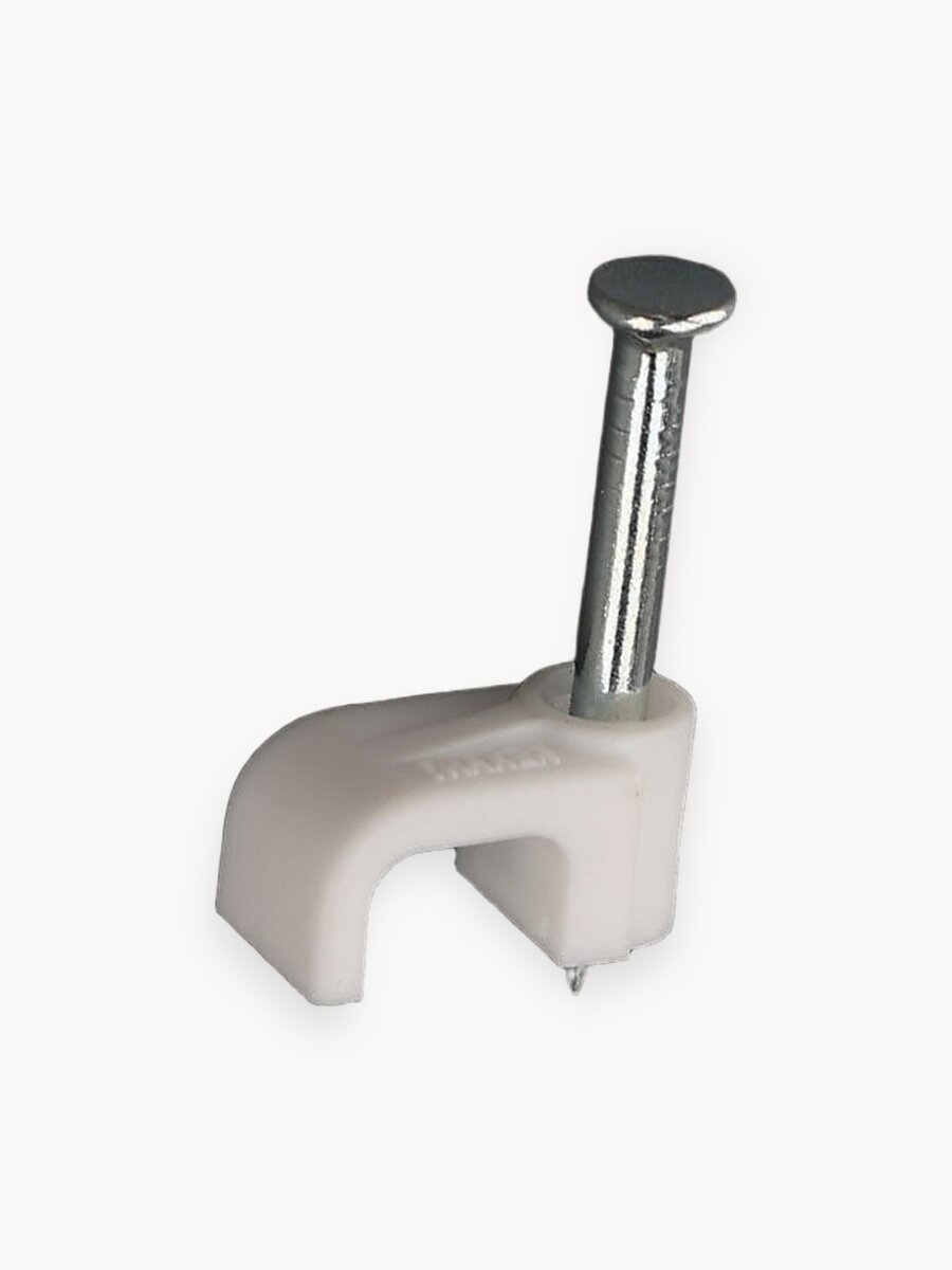 Крепеж кабеля REXANT, пластик, с гвоздями, прямоугольный, белый, 6х4 мм